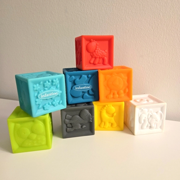 Toys | Infantino Squeeze And Stack Block Set Colorful Textured Soft Blocks | Poshmark